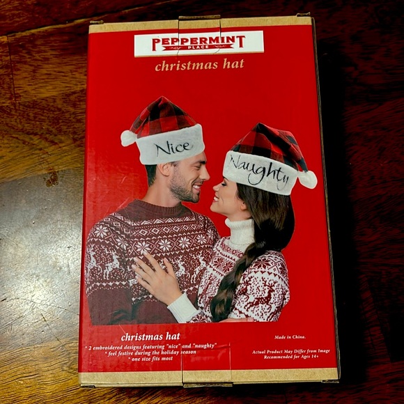 Peppermint | Accessories | New Peppermint Christmas Hats Nice Naughty ...